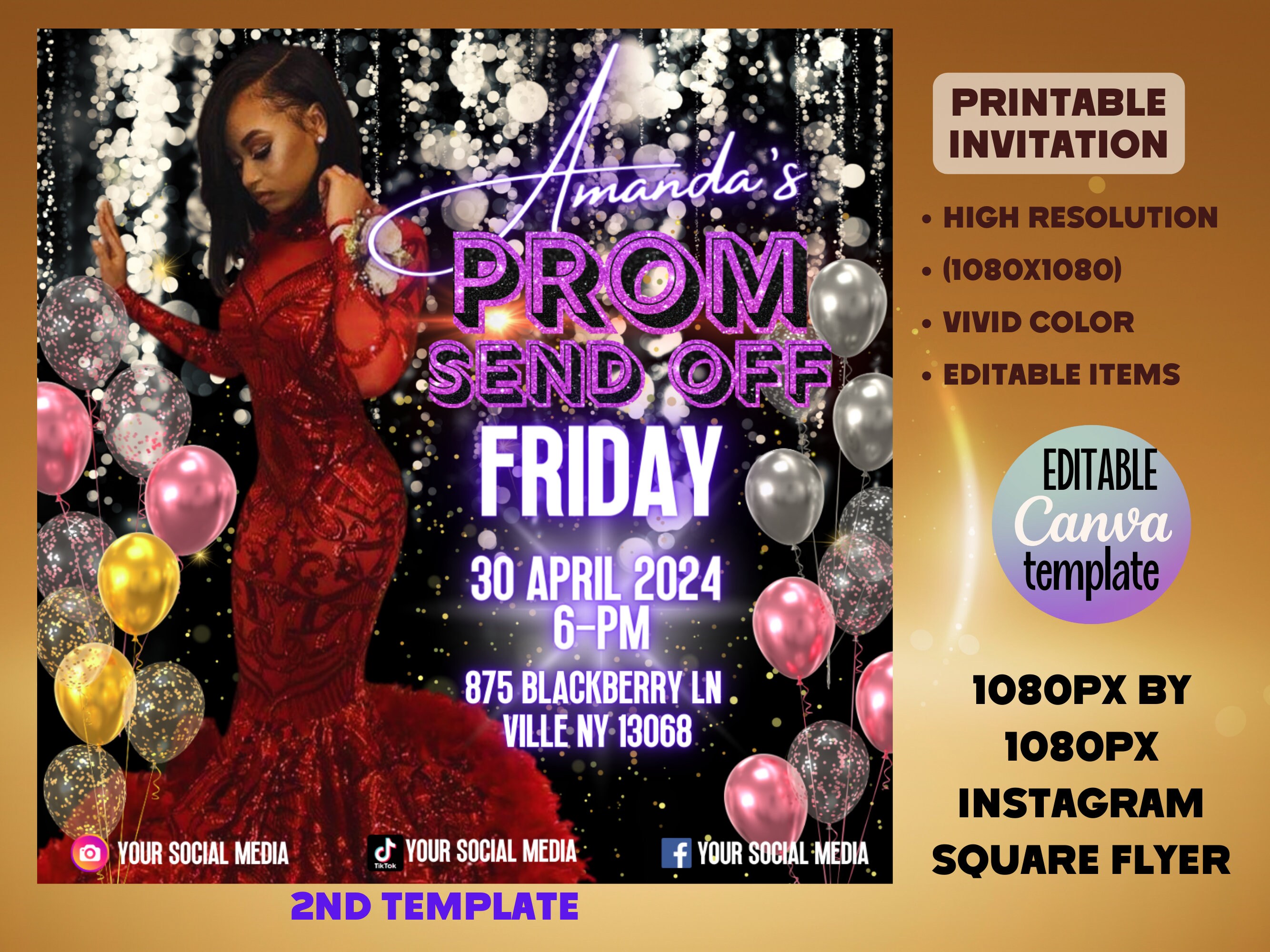 Animated Prom Send off Flyer Template Video Invitation Prom Celebration ...