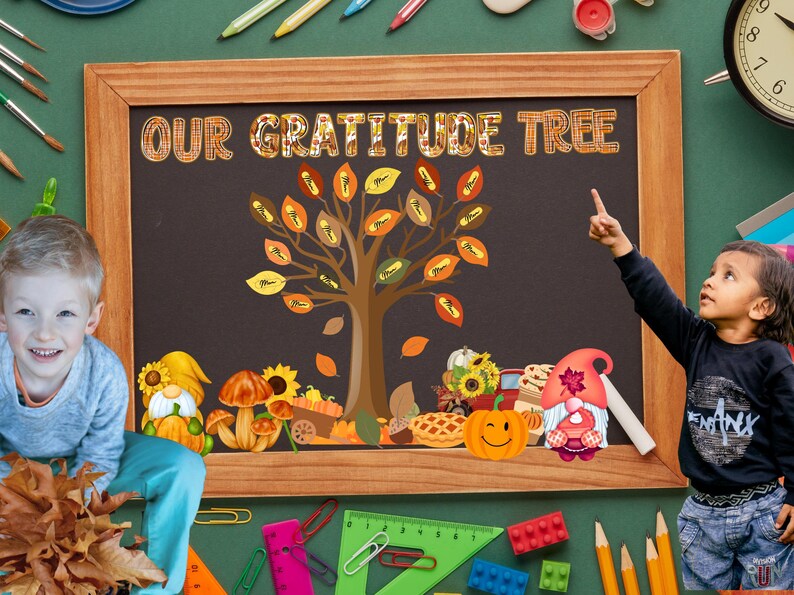 Thanksgiving Gratitude Tree Bulletin Board Kit: Autumn Student Activity ...