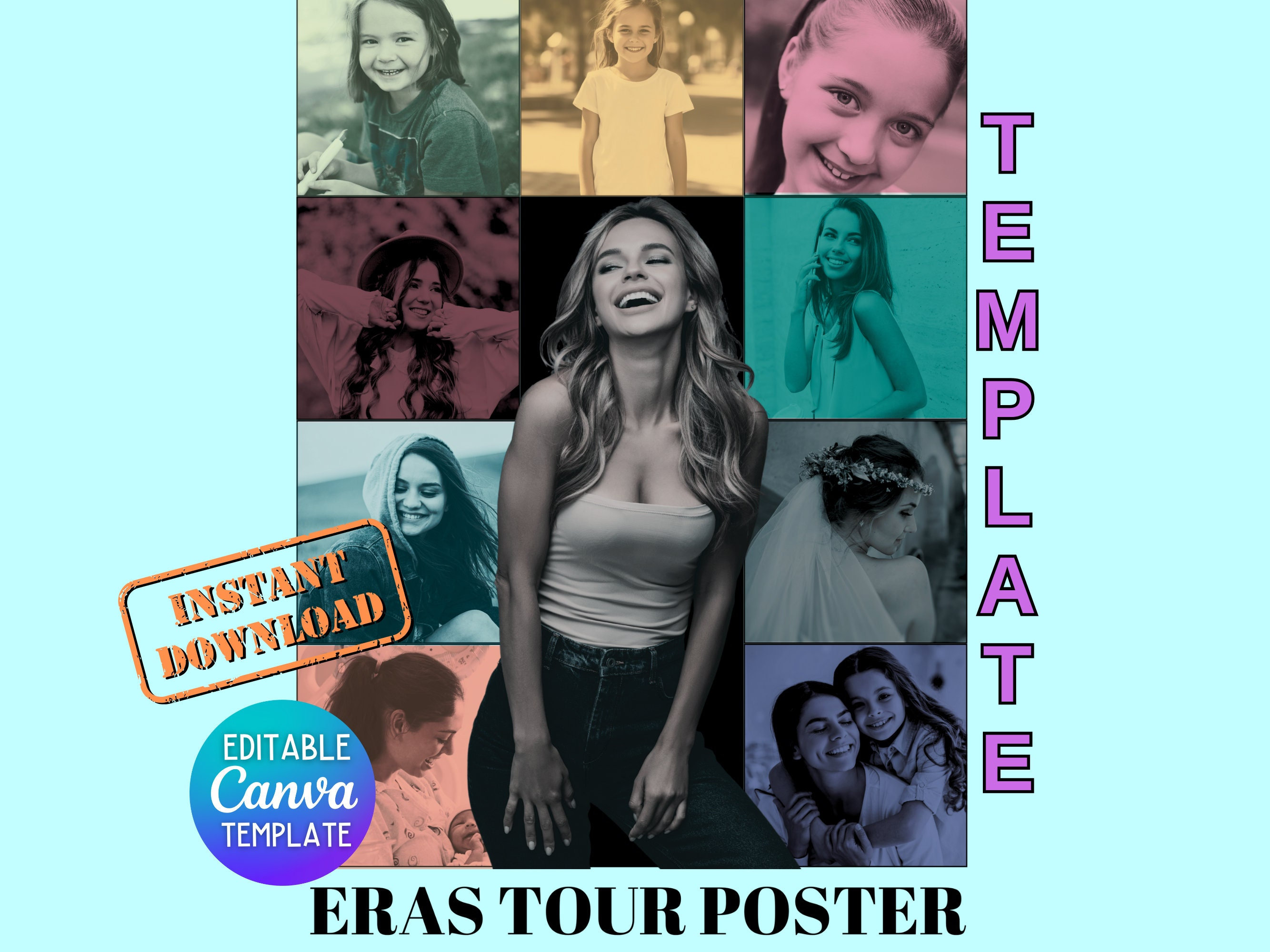 Eras Tour Photo Collage Poster Template Editable Canva Design (24x36 ...