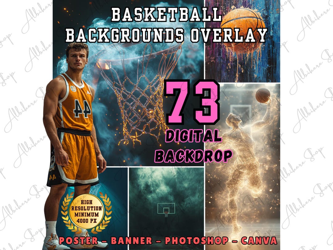 Basketball Court Backdrop Digital Background: Gameday Stadium Banner ...