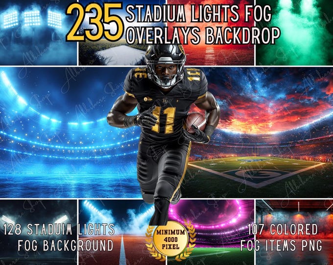 Football Field Background With Smoke and Lights, Football Backdrop ...