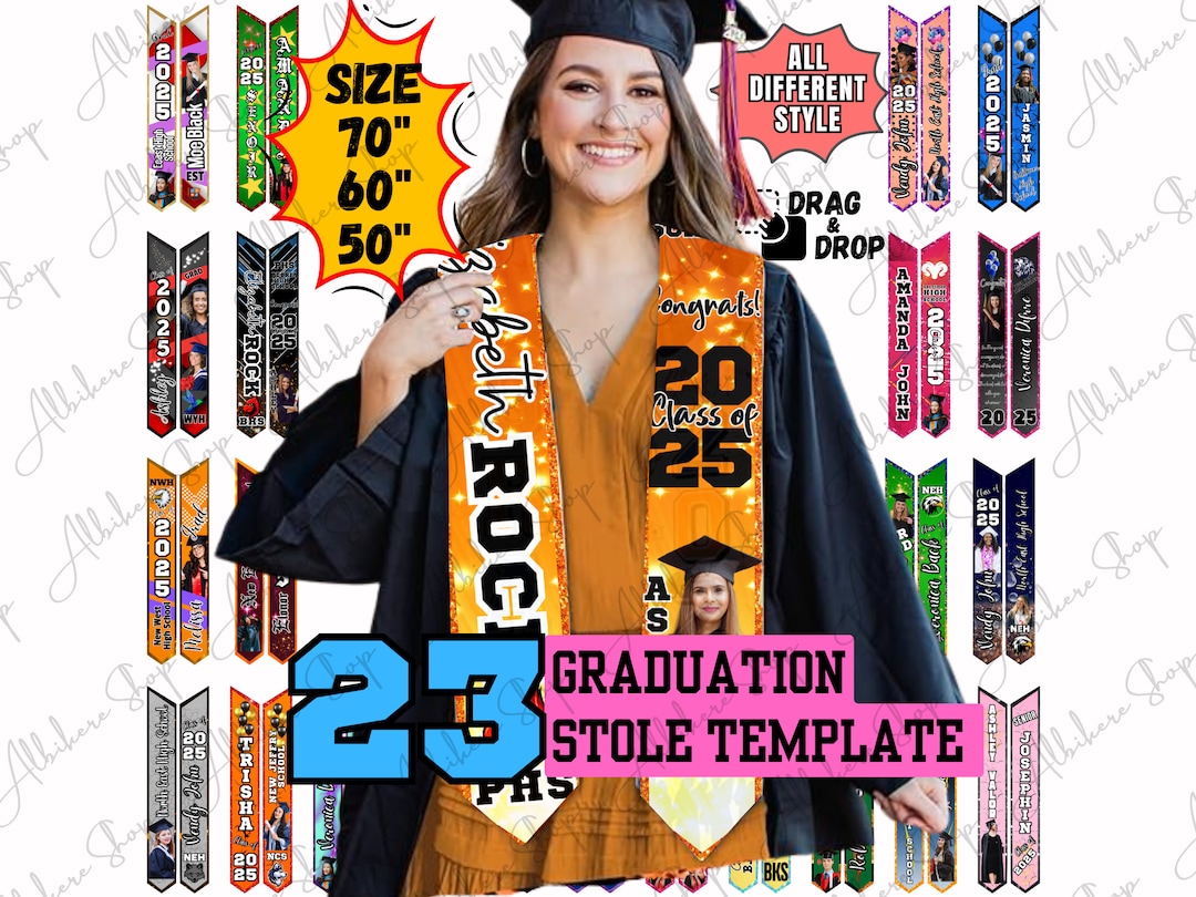 Graduation Stole Canva Editable Template, Graduation Sash Sublimation ...