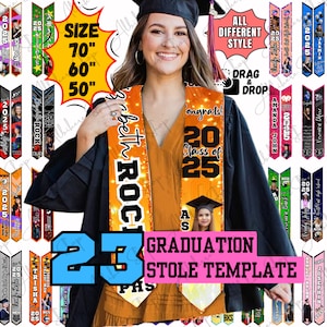 2026 Graduation Stole Grad Sash Canva Template DIY Photo Design ...