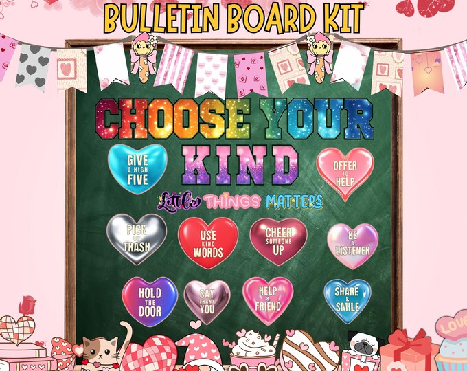 Valentine's Day Bulletin Board Kit for February Classroom Decoration ...
