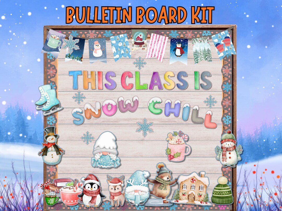Winter Bulletin Board Kit Printable Set: December Classroom Decor ...