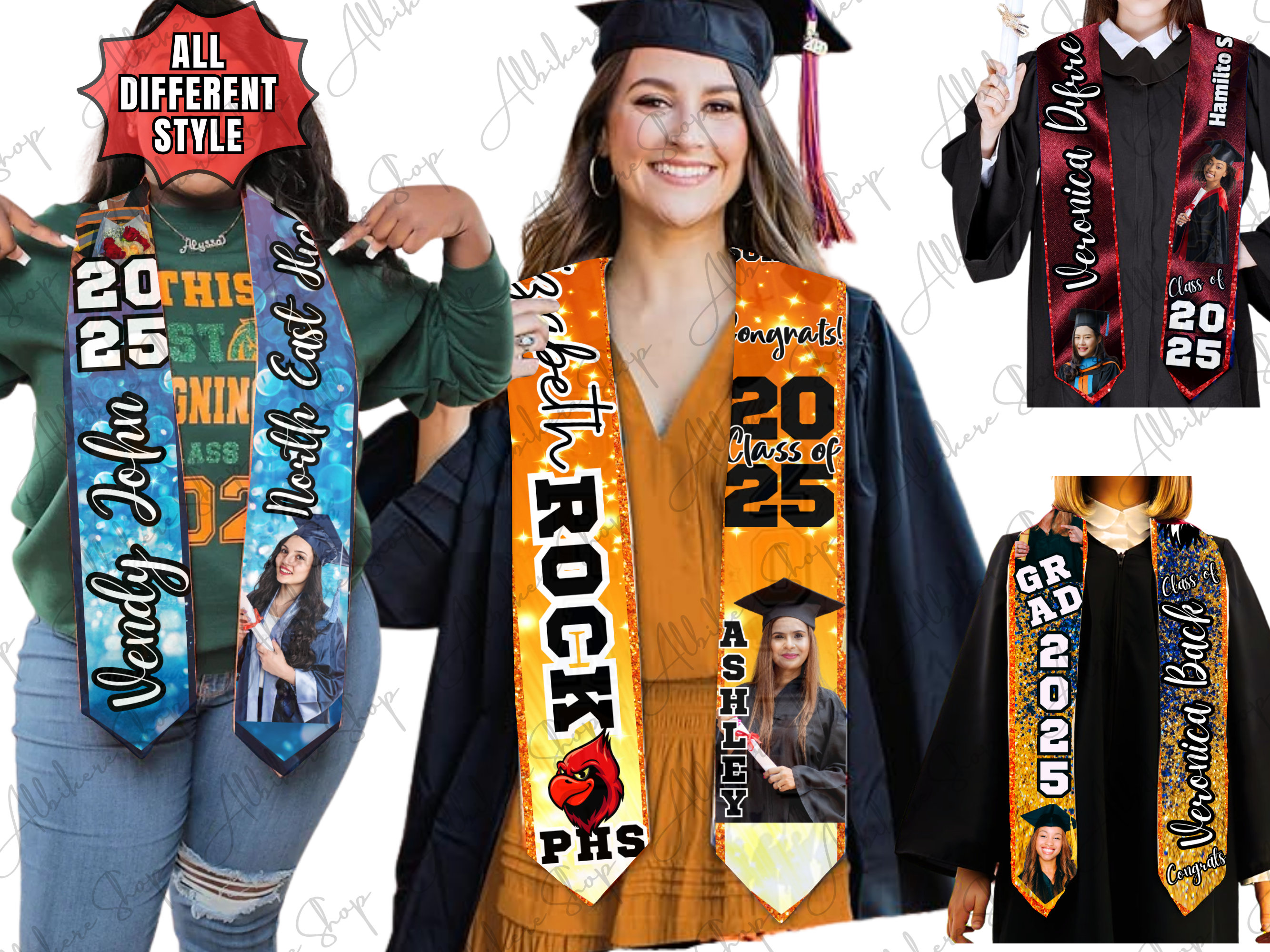 Graduation Stole Grad Sash Canva Template Customizable Senior Sash ...