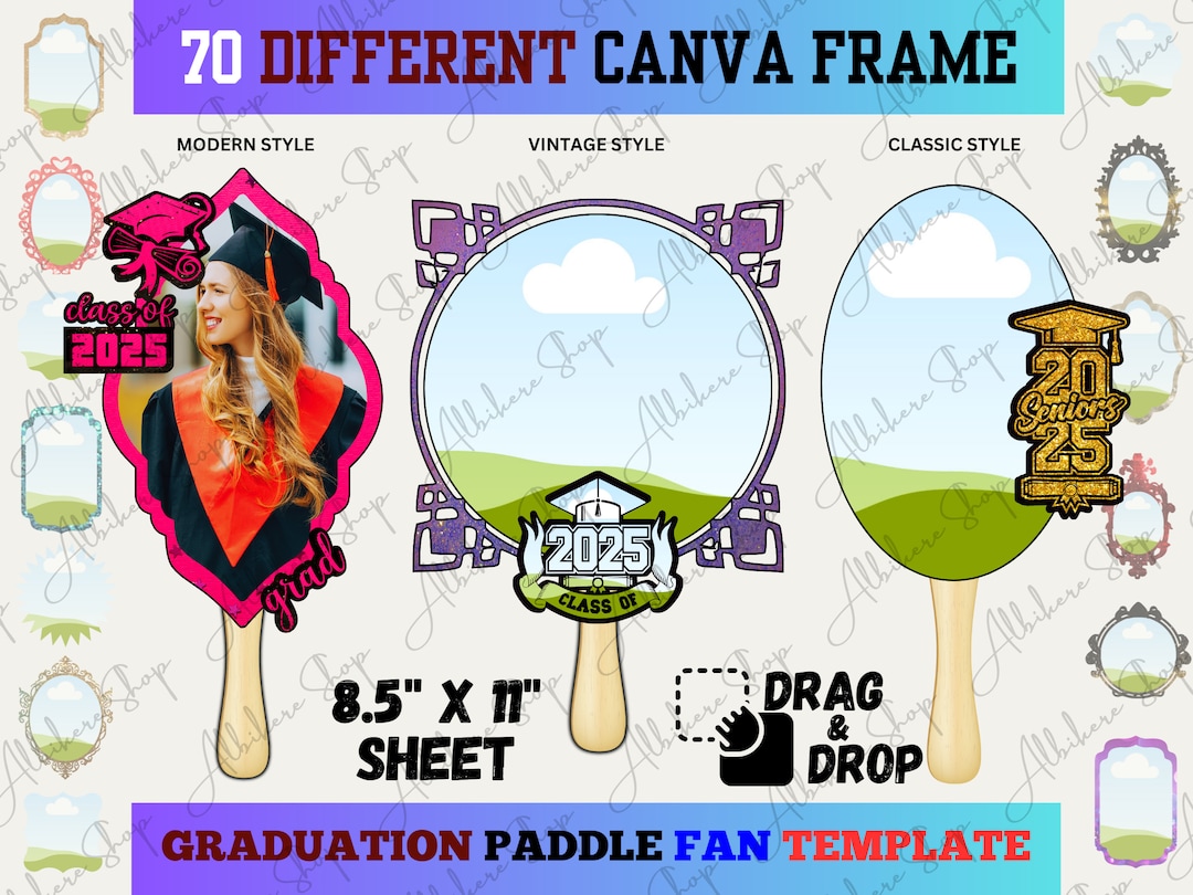 Graduation Paddle Fan Template Bundle, 2025 Grad Fan Party, 2025 ...