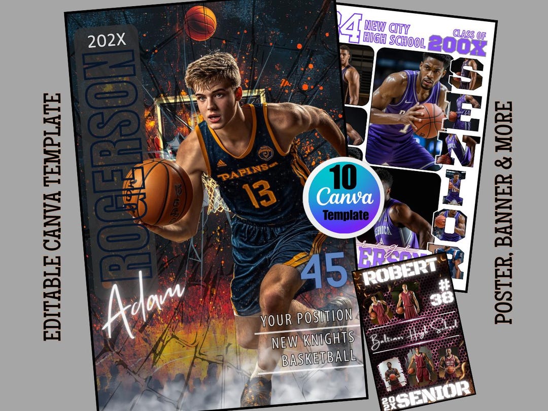 Basketball Poster Photo Collage Template: Senior Night Boys Sport ...