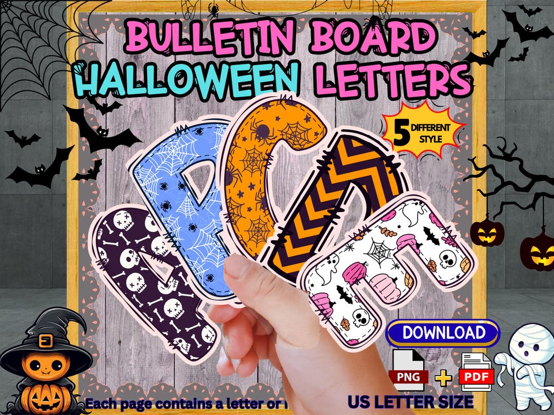 Halloween Doodle Letters: Bulletin Board Font Kit, Printable Display ...