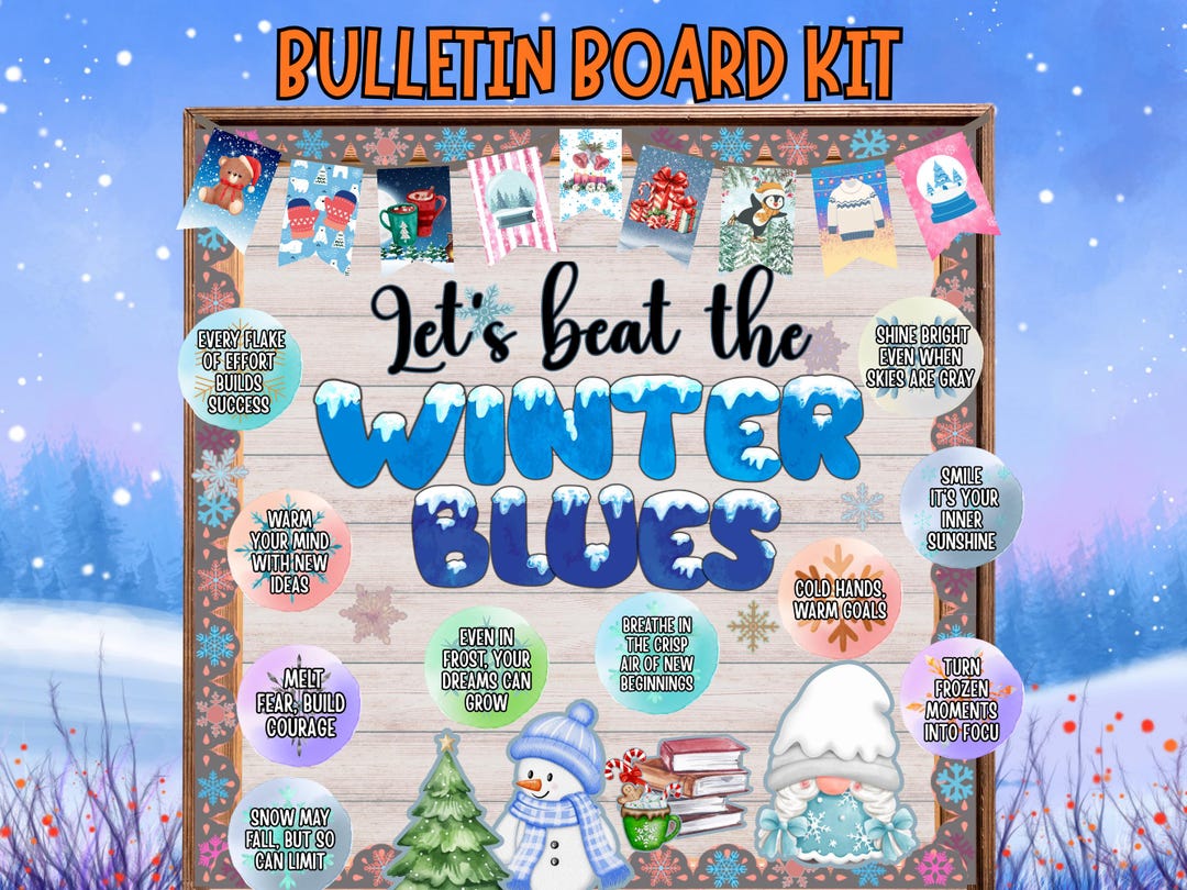 Winter Bulletin Board Kit Mental Health Set: December Classroom Decor ...
