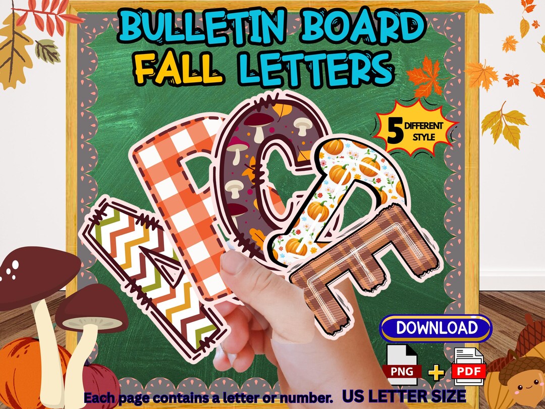 Fall Bulletin Board Letters: Autumn Doodle Font (PNG, PDF Download) - Etsy