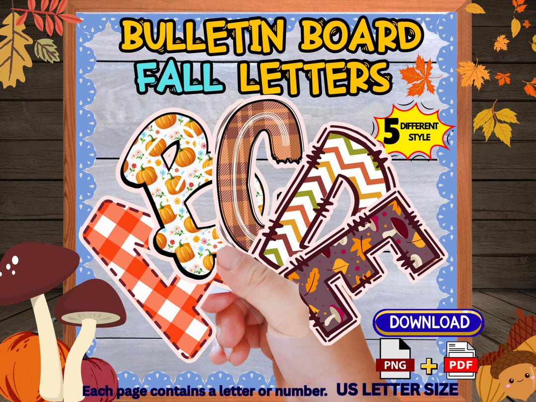 Fall Bulletin Board Alphabet Letter Font PNG PDF: September Classroom ...