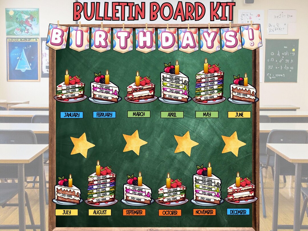 Classroom Cupcake Birthday Display Board Kit Printable Bulletin Board ...