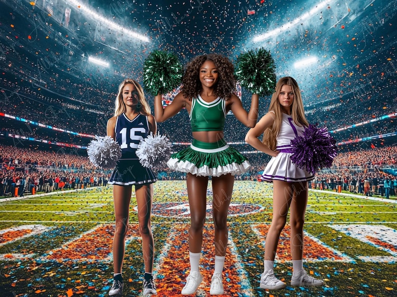 Cheerleader Digital Backdrop: Cheer Team Sports Poster (PNG & JPG) - Etsy