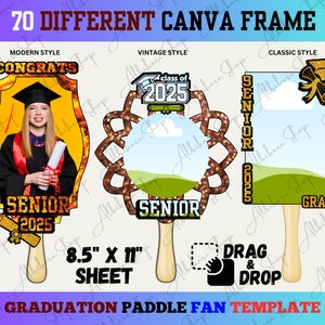 Grad Paddle Fan Canva Editable Template, Fan Class of 2025, Graduation ...