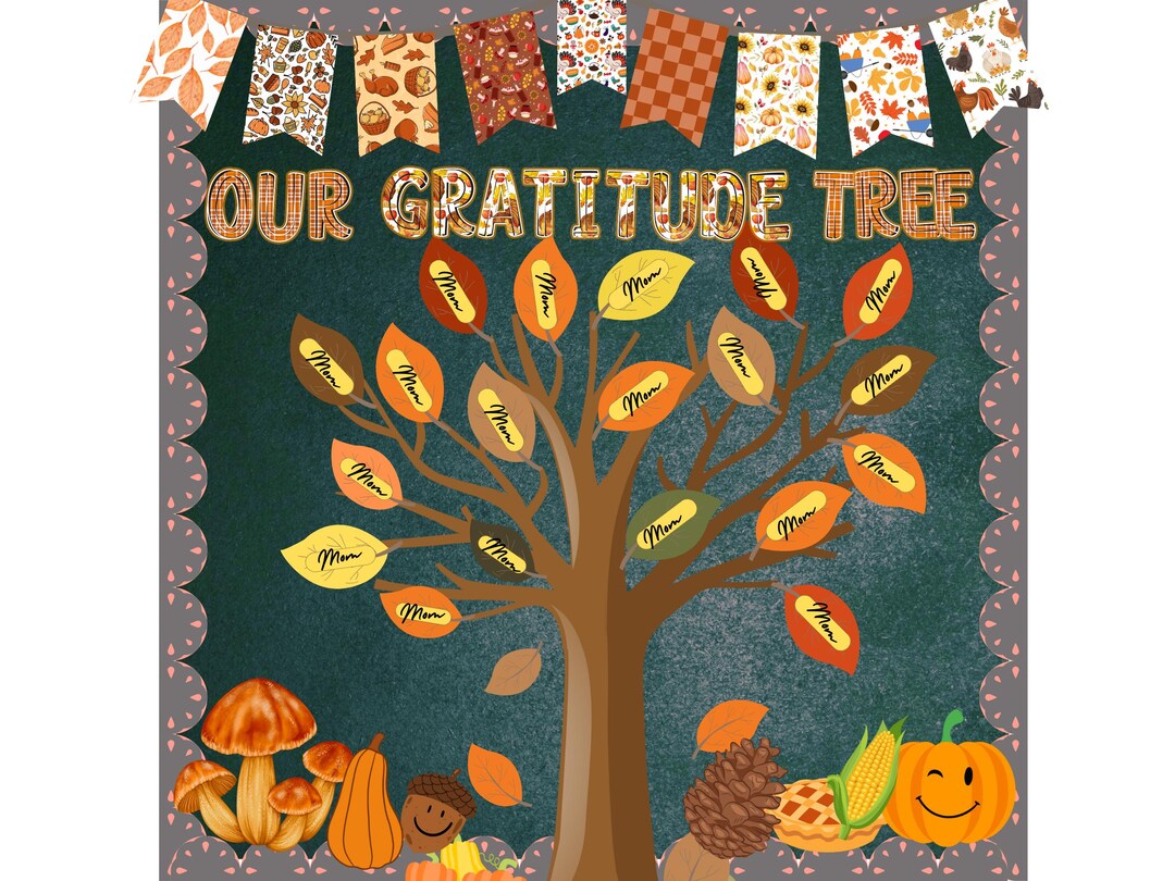 Thanksgiving Gratitude Tree Bulletin Board Kit: Autumn Student Activity ...
