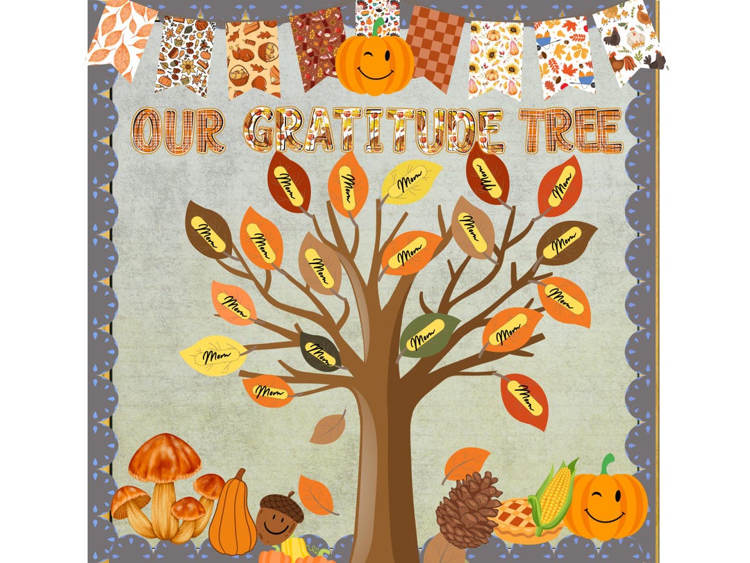 Printable Gratitude Tree: Thanksgiving Bulletin Board Kit, Classroom ...
