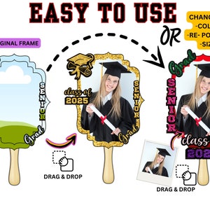 Graduation Paddle Fan Template Bundle, 2025 Grad Fan Party, 2025 ...