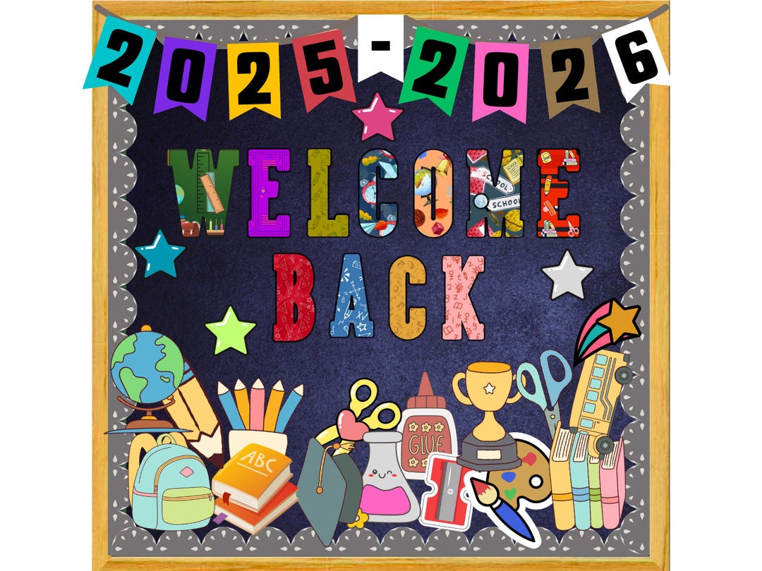 Welcome Back Classroom Bulletin Board Kit Printable School Door Decore ...