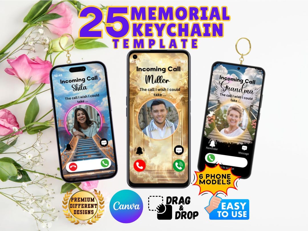 Memorial Keychain Template: Phone Call From Heaven, Canva Pro (digital ...