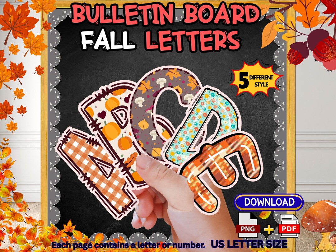 Fall Bulletin Board Letters Fonts Set: Doodle Alphabet, Printable ...