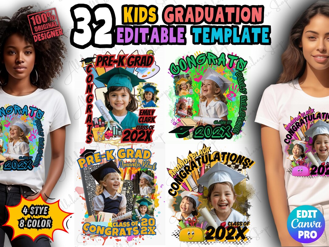 Prek Kid Grad Printable Graduation Canva Template, Class of 2025 Kids ...