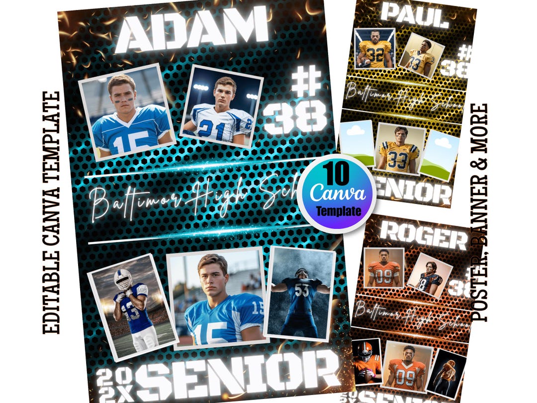 Senior Football Poster Template Canva Designs: Custom Sports Team ...