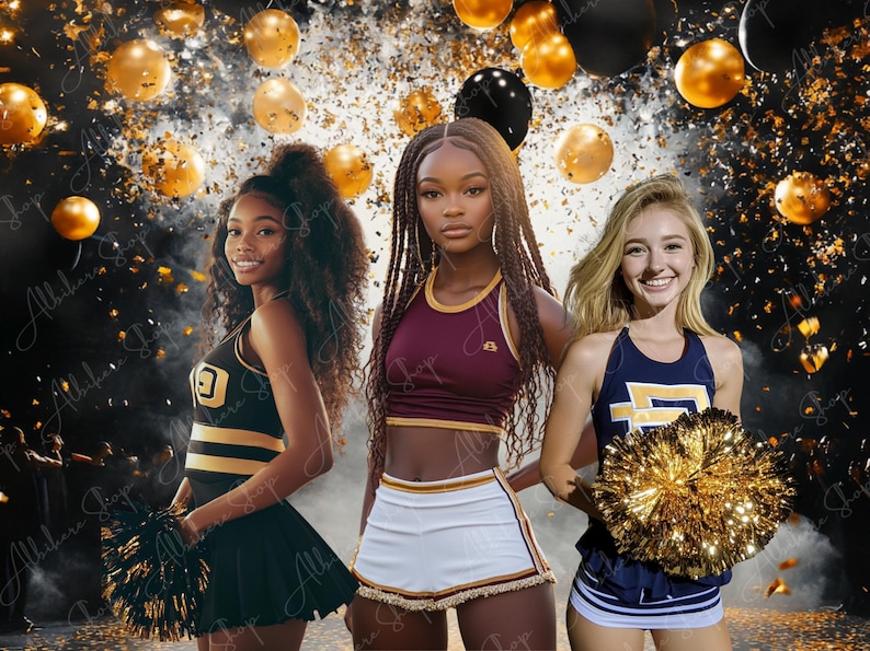 Cheerleader Digital Backdrop: Cheer Team Sports Poster (PNG & JPG) - Etsy