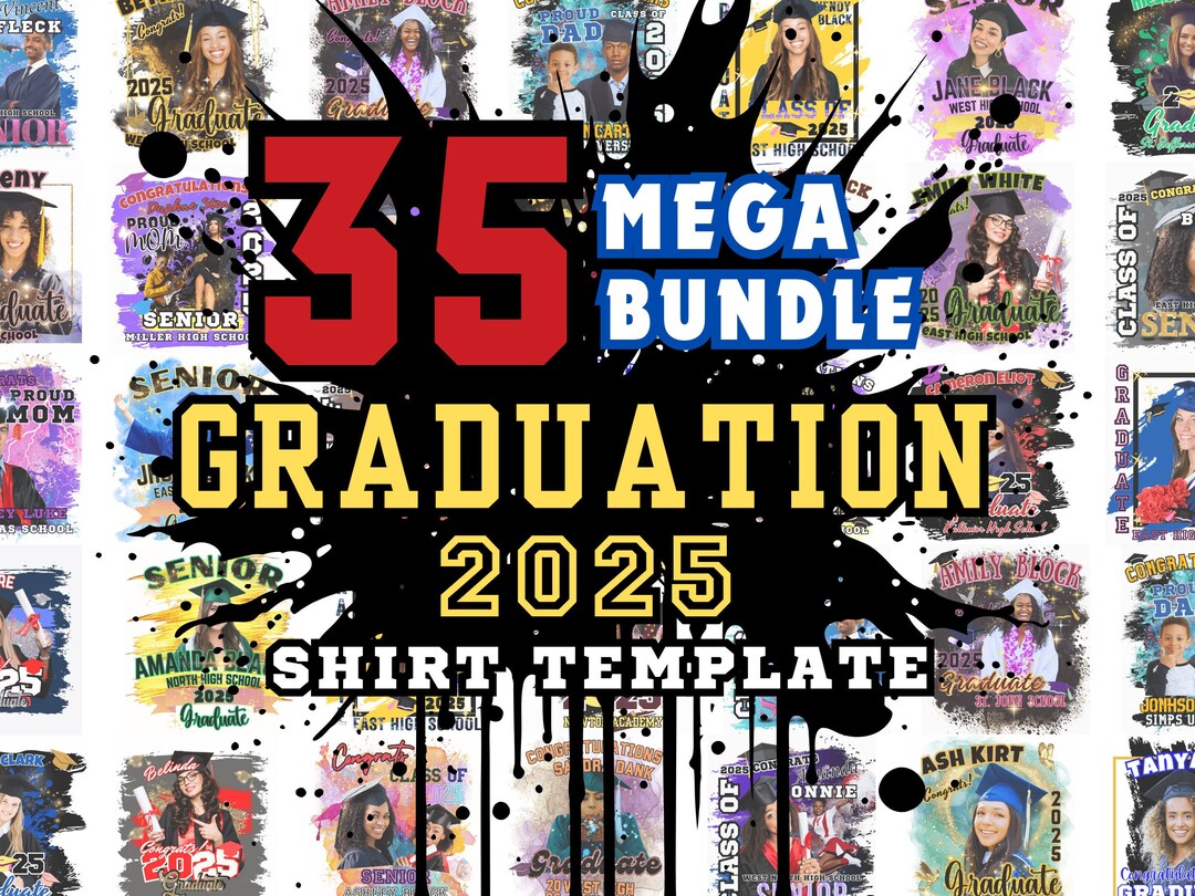 2025 Graduation Shirt Grad PNG Template Bundle Design Graduate Senior ...
