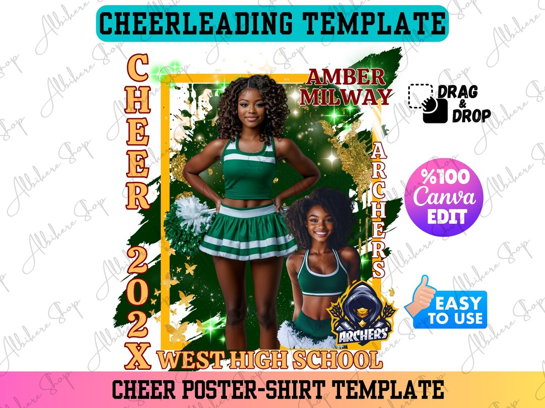 Cheerleader Poster Template: Editable Cheer Design (canva) - Etsy