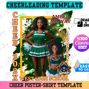 Cheerleader Poster Template: Editable Cheer Design (canva) - Etsy