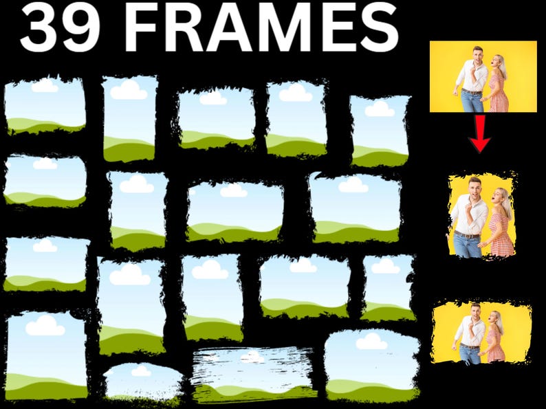 151 Bleach Effect Canva Frame Templates: Distressed Brushstrokes ...