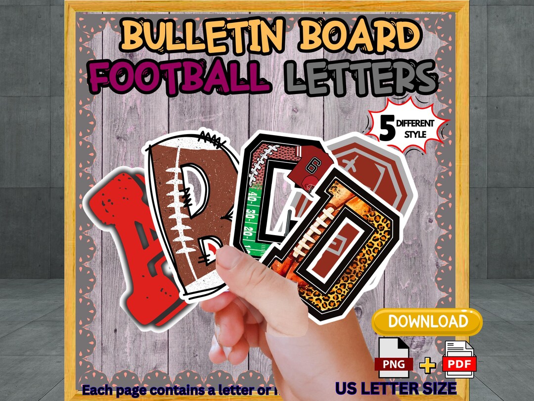 Football Letters Bulletin Board Classroom Decor Alphabets Numbers ...
