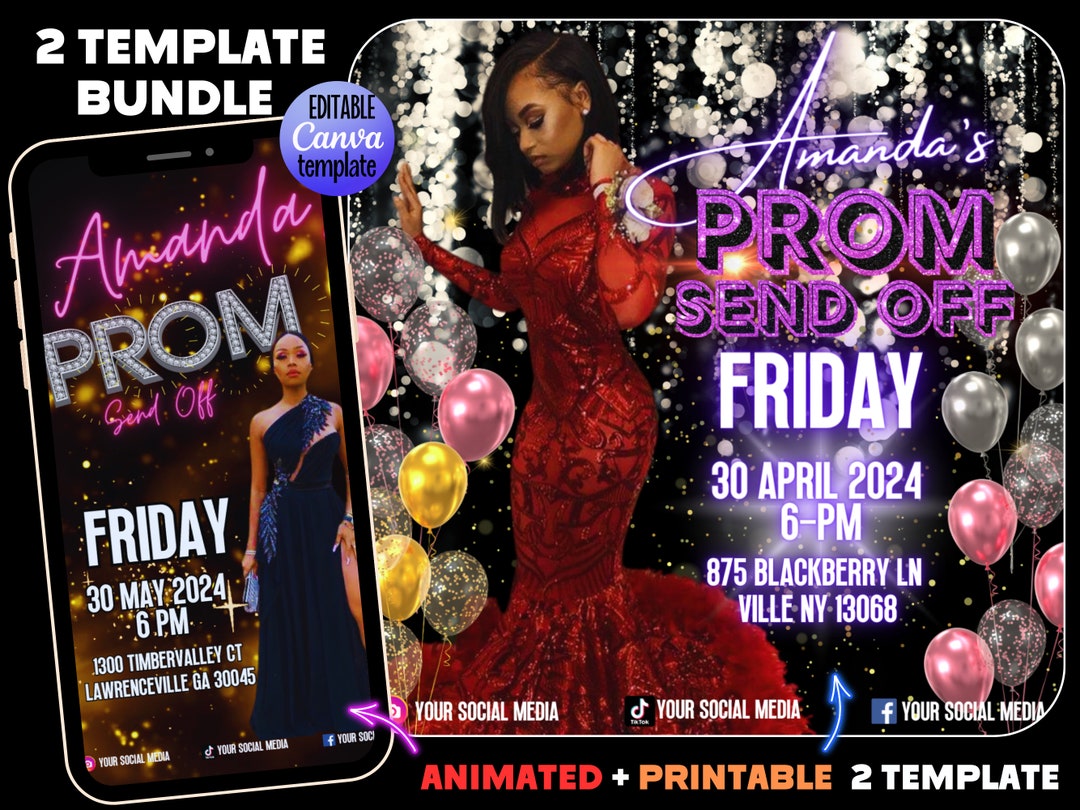 Animated Prom Send off Flyer Template Video Invitation Prom Celebration ...