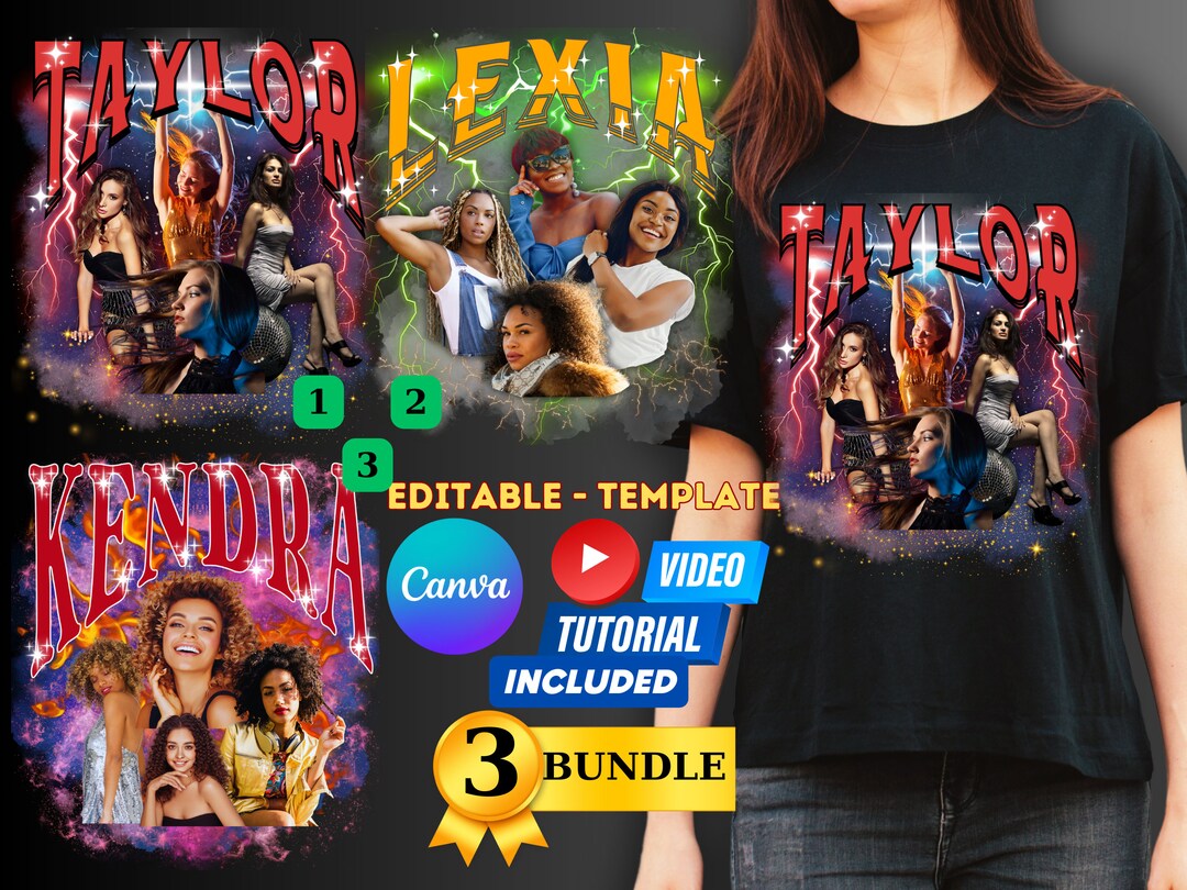 Custom Bootleg Shirt PNG Template CANVA 3 Bundle Custom Your Own ...