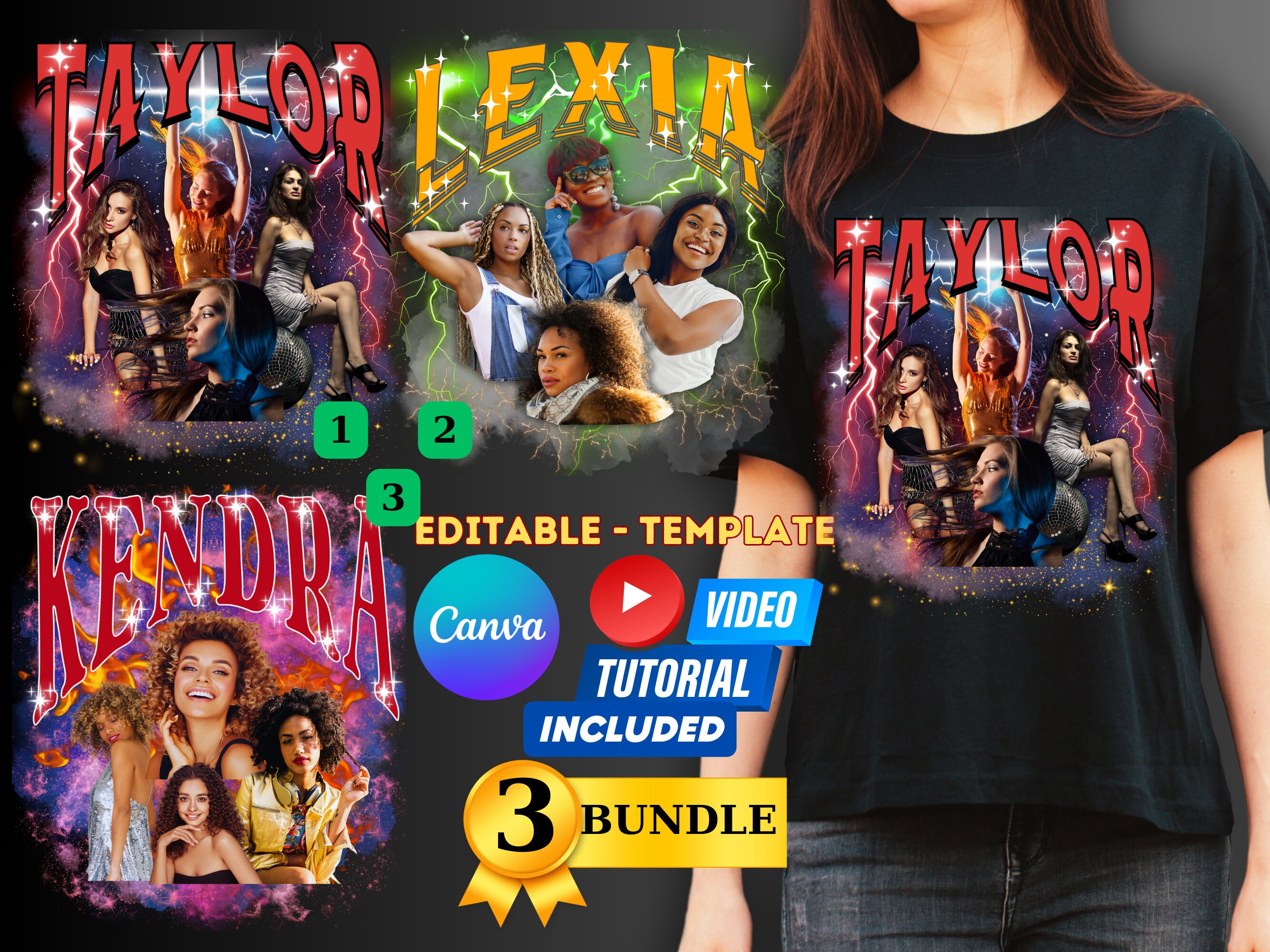 Custom Bootleg Shirt PNG Template CANVA 3 Bundle Custom Your Own ...