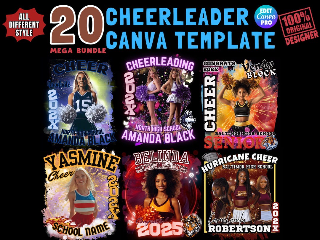 Editable Cheerleading Template Cheer Shirt Sports Photography Templates ...