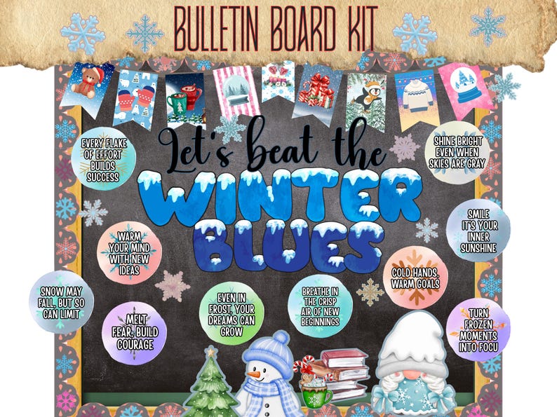Winter Bulletin Board Kit Printable Mental Health Classrom Decor, Lets ...