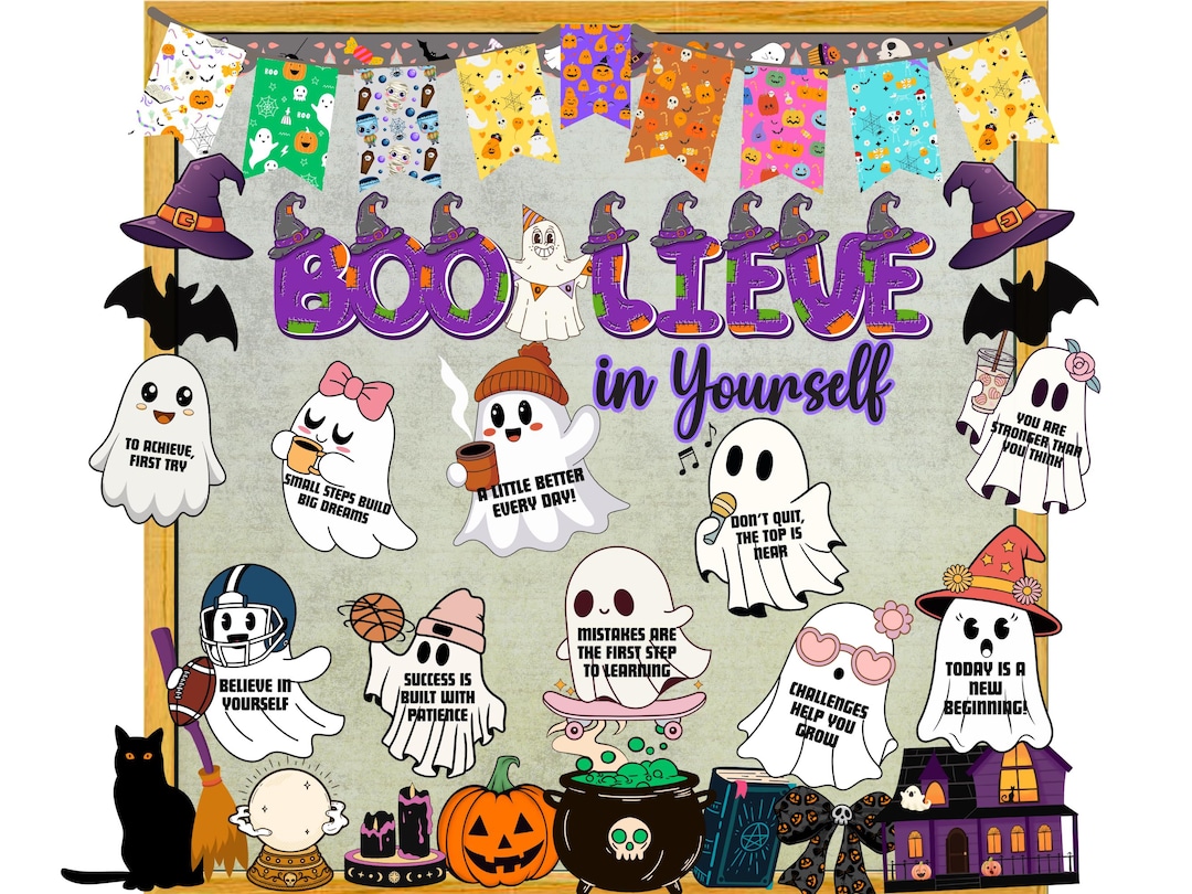 Halloween Bulletin Board Kit Printable Set : Ghost Classroom Decor for ...