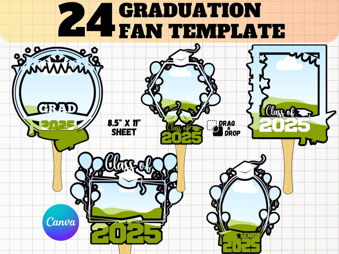 Grad Paddle Fan Template Bundle Canva Editable Template, Custom Grad ...