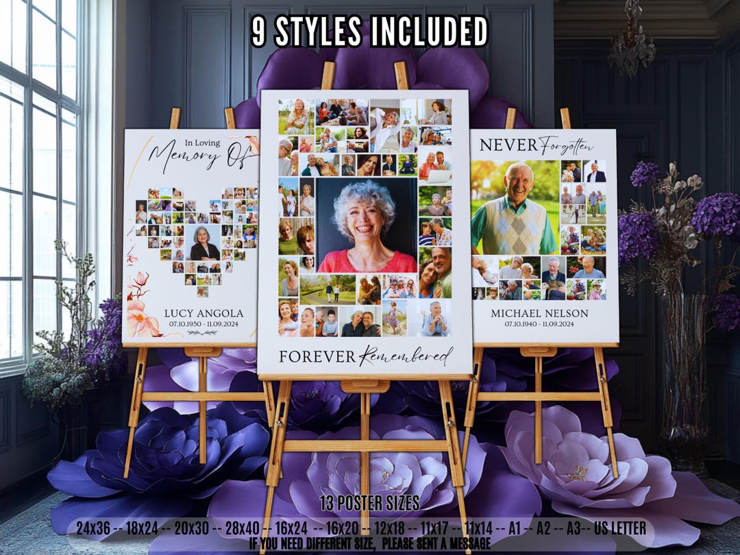 Celebration of Life Sign Template Funeral Photo Collage Sign Set ...