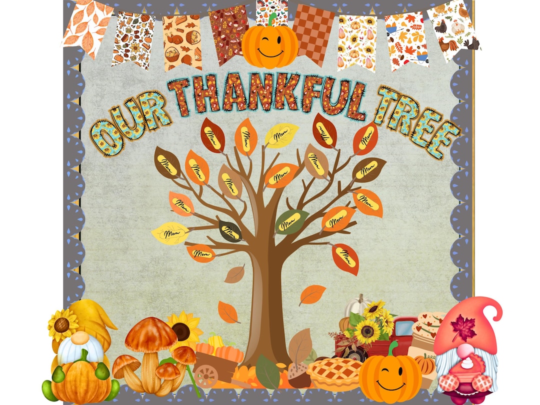 Printable Gratitude Tree: Thanksgiving Bulletin Board Kit, Library ...
