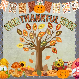 Printable Gratitude Tree: Thanksgiving Bulletin Board Kit, Library ...