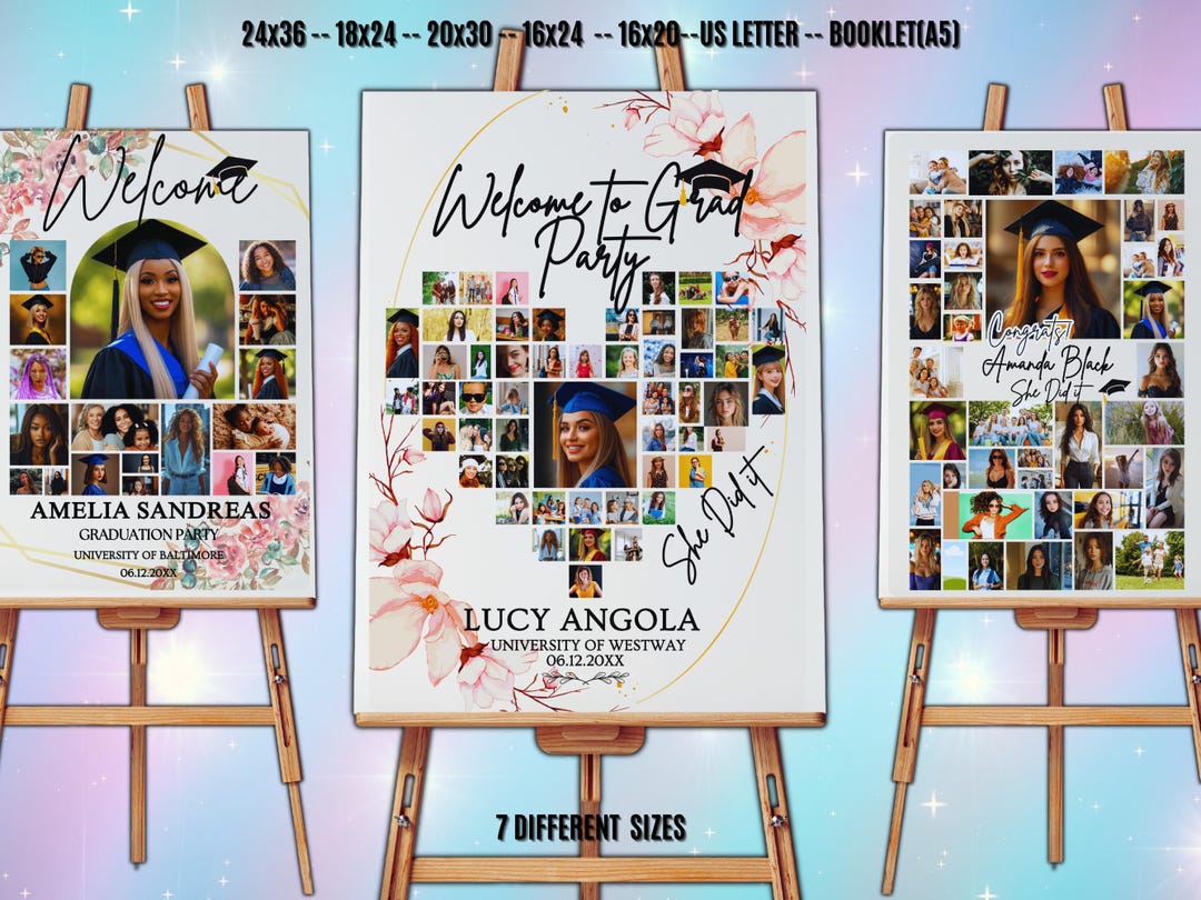 Graduation Party Welcome Sign Template, Grad Poster Sign Photo, Class ...