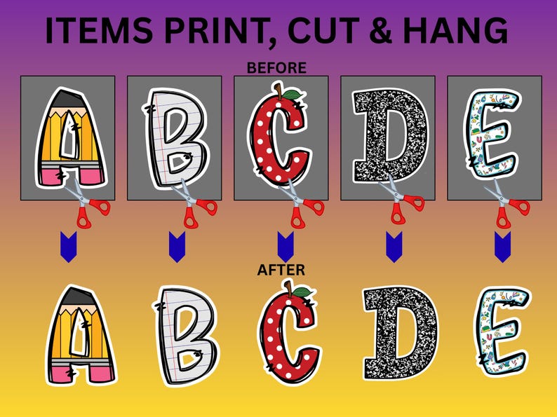Back to School Bulletin Board Letters: Printable Classroom Decor (PDF ...