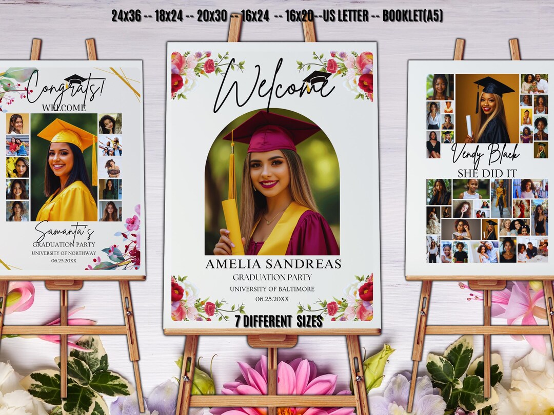 Graduation Party Welcome Sign Template, Grad Poster Sign Photo, Class ...