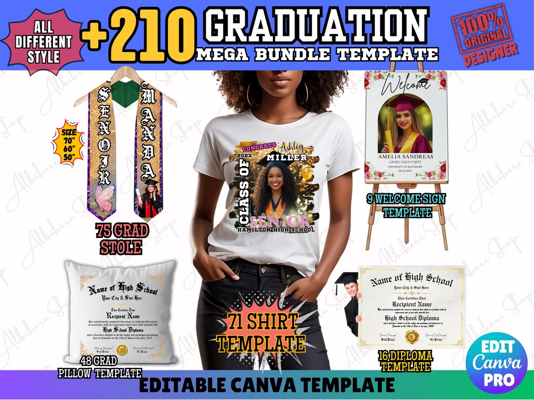 Graduation Tshirt Design Canva Templates, Graduation Stole Template ...