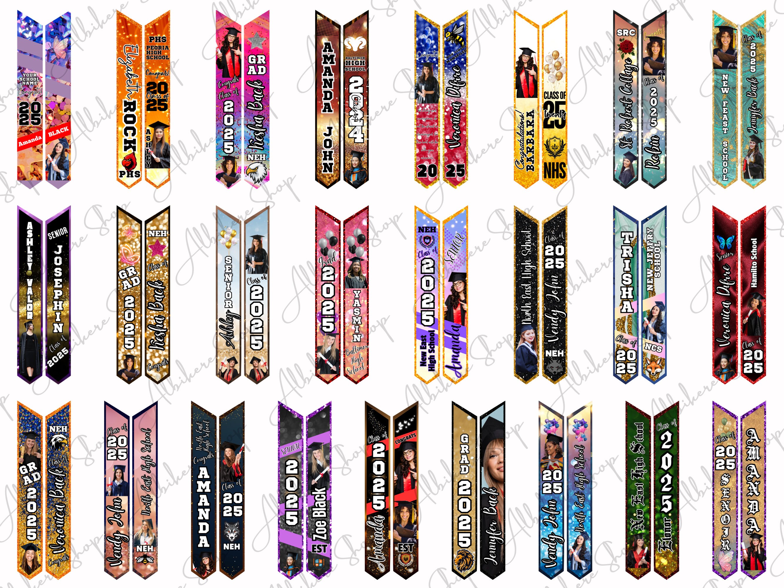 Graduation Stole Grad Sash Canva Template Customizable Senior Sash ...