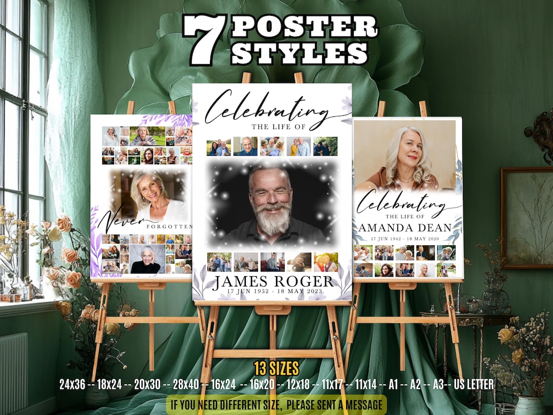 In Loving Memory Poster Funeral Welcome Sign Photo Collage, Celebration ...
