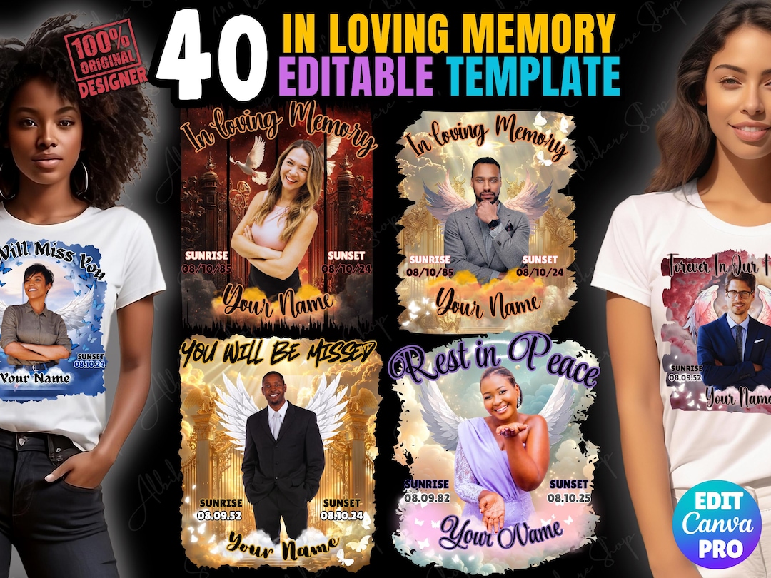 In Loving Memory Design: Canva Editable Memorial PNG Bundle (digital ...